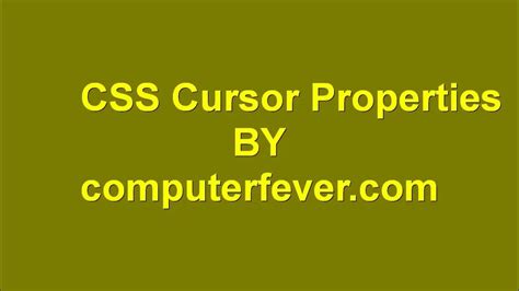 Css3 Css Cursor Properties Lecture 28 Youtube