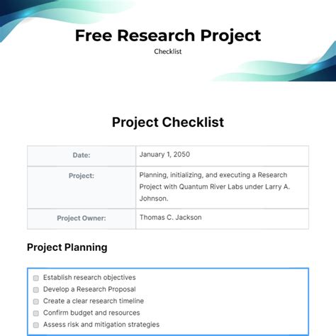 Research Project Checklist Edit Online And Download Example