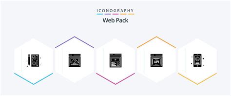 web pack 25 glyph icon pack including mobile software custom content application programmer