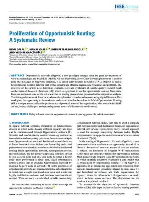 pdf proliferation of opportunistic routing a systematic review