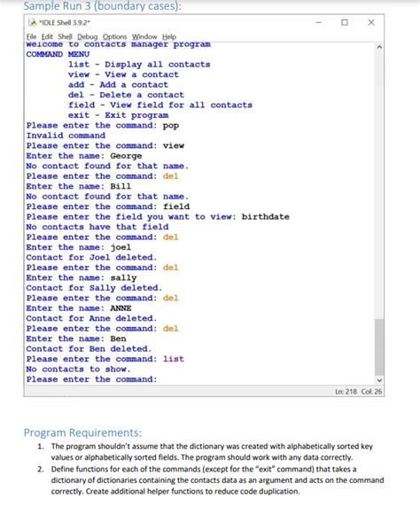Solved Contacts Manager Problem Statement Create A Program