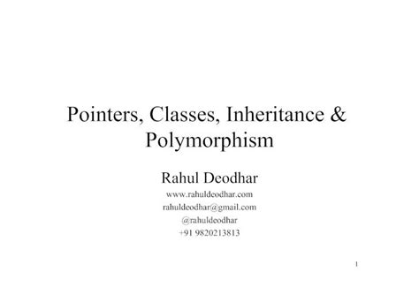 Pdf Pointers Classes Inheritance And Polymorphism · Pointers Classes