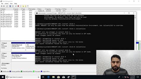 Mbr2gpt Disk Layout Validation Failed For Disk 0 Youtube