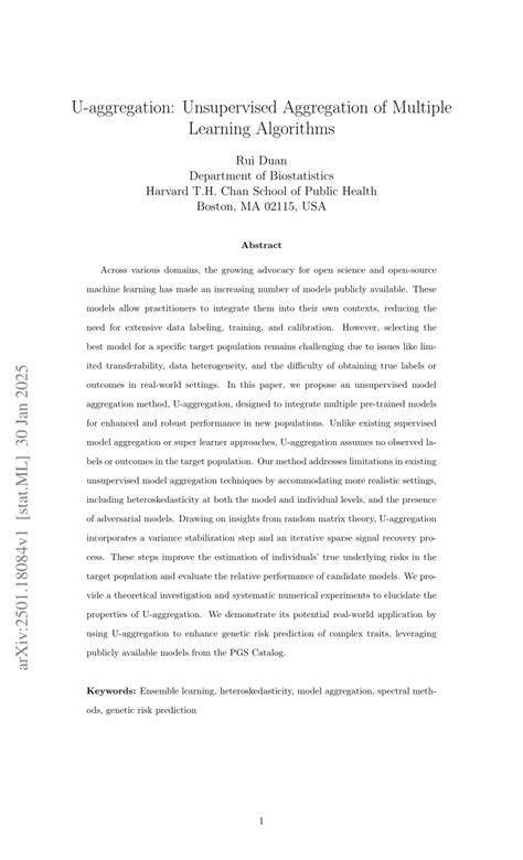 Pdf U Aggregation Unsupervised Aggregation Of Multiple Learning Algorithms