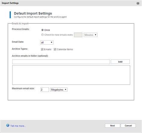 Configuring Default Import Settings