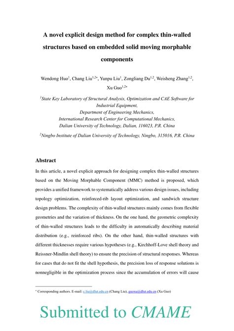 Pdf A Novel Explicit Design Method For Complex Thin Walled Structures