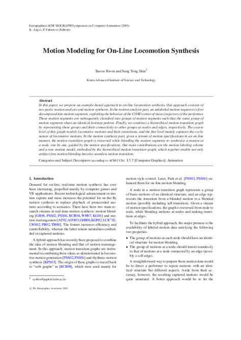 pdf motion modeling for on line locomotion synthesis
