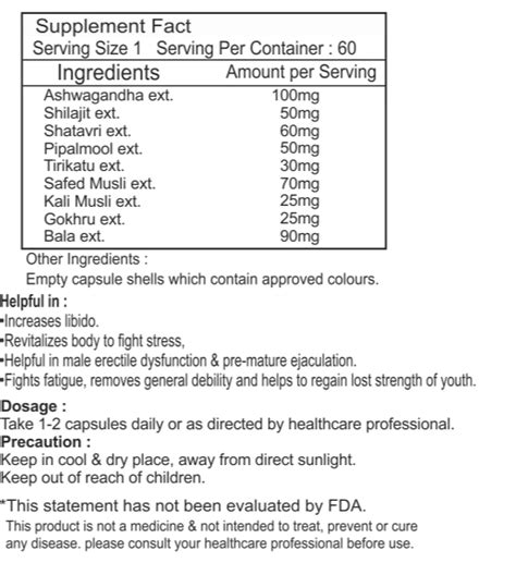 Dietary Suppliment Man Sex Power Capsule Packaging Size 60 Capsules At Rs 399 Bottle In Jaipur