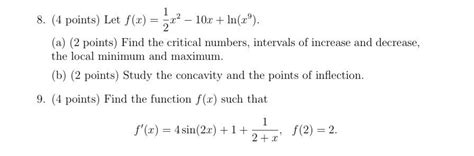 Solved Points Let F X X X Ln X A Chegg Com