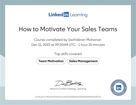 Sashideran Mohanan On Linkedin Certificate Of Completion