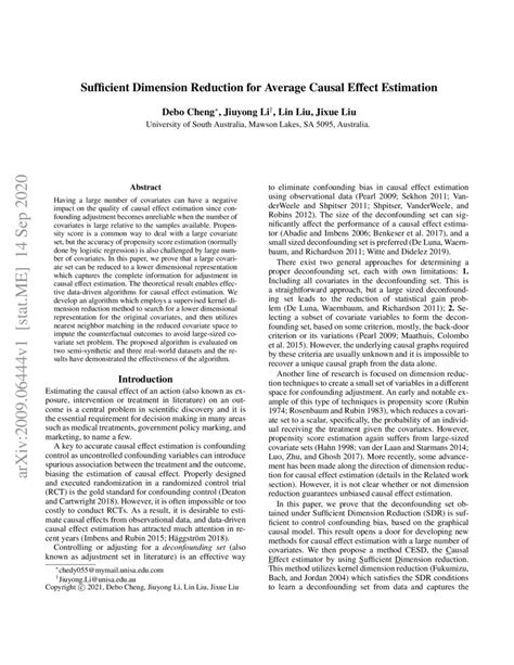 Sufficient Dimension Reduction For Average Causal Effect Estimation Deepai