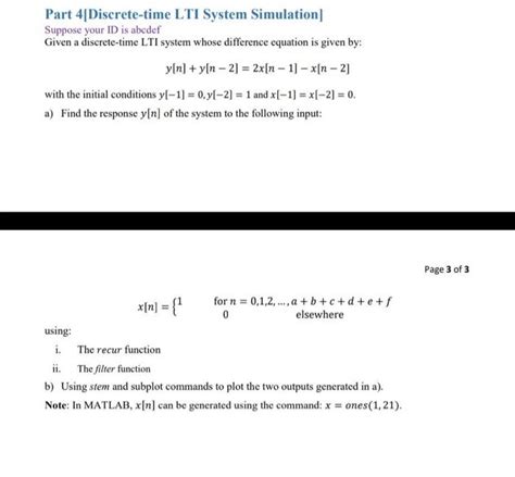 Solved Part Discrete Time LTI System Simulation Suppose Chegg
