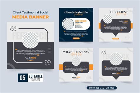 Customer Feedback Review Or Testimonial Template Collection With Dark Color Business Client