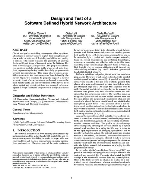 Pdf Design And Test Of A Software Defined Hybrid Network Architecture
