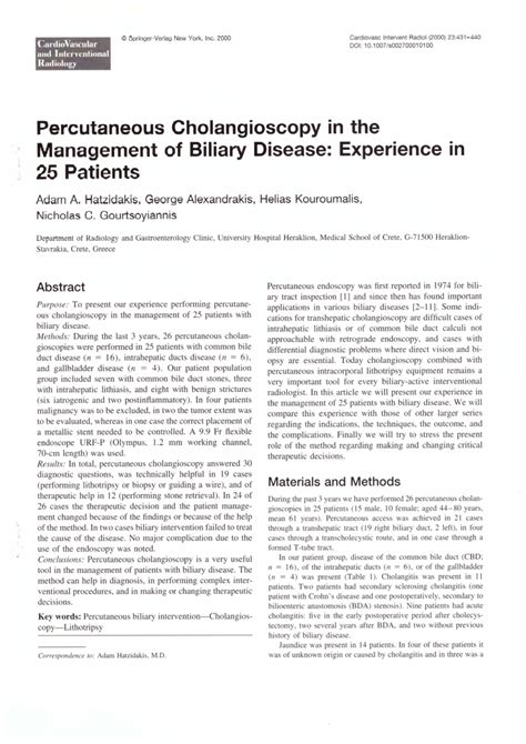 Pdf Percutaneous Cholangioscopy In The Management Of Biliary Disease