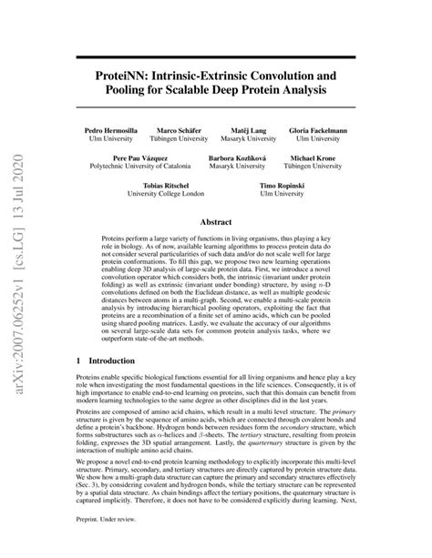 Proteinn Intrinsic Extrinsic Convolution And Pooling For Scalable Deep Protein Analysis Deepai