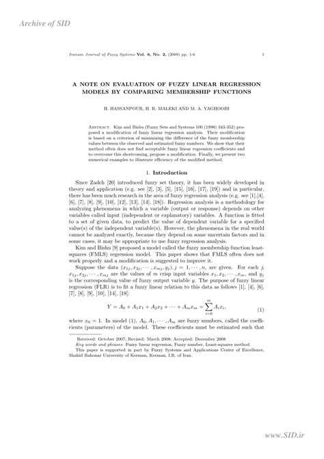 pdf a note on evaluation of fuzzy linear regression models by