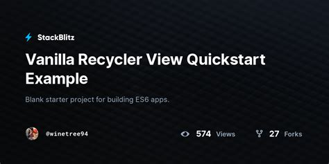 Vanilla Recycler View Quickstart Example StackBlitz