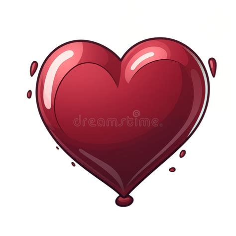 A Vibrant Cartoon Heart Shape With Glossy Texture And Drops
