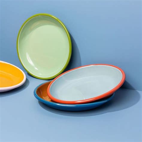 Crow Canyon X The Get Out Enamel Dinner Plate Pink Set Of 4 Dinner