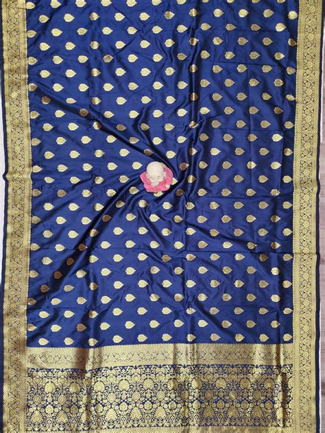 Soft Banarasi Silk Saree In Navy Blue