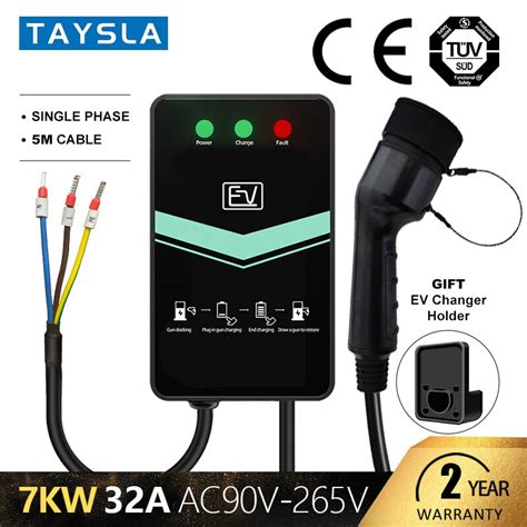 기아ev6 전기차 충전기 한국형 Wallbox 7kw 유형 2 단상 Ev 충전 스테이션 32a Iec 62196 전기 자동차 충전기 Evse 월 마운트 테슬라 모델 3