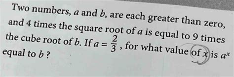solved two numbers a and b are each greater than zero and 4 times