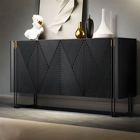 Contemporary And Modern Sideboard Stone Sideboard Table With Cabinets Black 59l X 16w X 33h