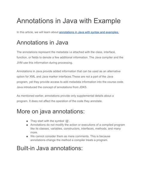 Ppt Annotations In Java With Example Powerpoint Presentation Free Download Id12461524