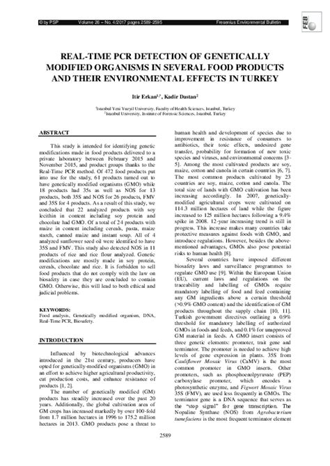 Pdf Real Time Pcr Detection Of Genetically Modified Organisms In Several Food Products And