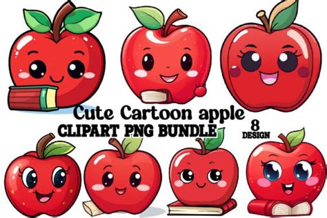Cute Cartoon Apple Clipart Graphic By Vintage · Creative Fabrica