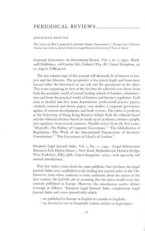 Periodical Reviews International Journal Of Legal Information