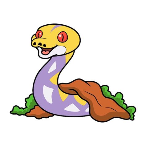 Premium Vector Cute Lavender Reticulated Python Cartoon Out From Hole