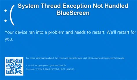 System Thread Exception Not Handled Windows Bluescreen Fehler Windows Faq