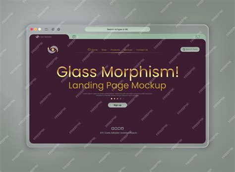 Premium Vector Free Vector Browser Window Template With Landing Page Dark Interface