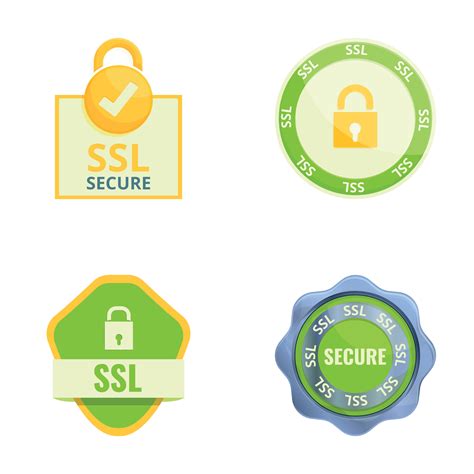 Ssl Certificate Icons Set Cartoon Vector Secure Sockets Layer Certificate Vector Art