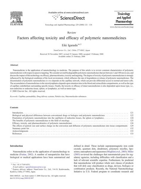 Pdf Factors Affecting Toxicity And Efficacy Of Polymeric Nanomedicines Dokumen Tips