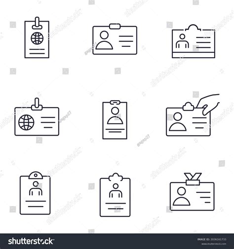 Id Card Icons Set Id Card เวกเตอร์สต็อก ปลอดค่าลิขสิทธิ์ 2036161733 Shutterstock