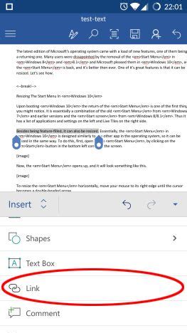 Insert Edit Text Boxes Links Comments In Microsoft Word For Android Digital Citizen