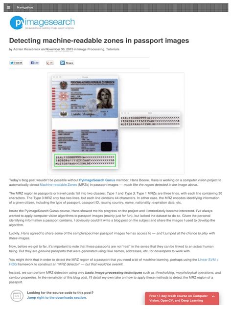 detecting machine readable zones in passport images pdf