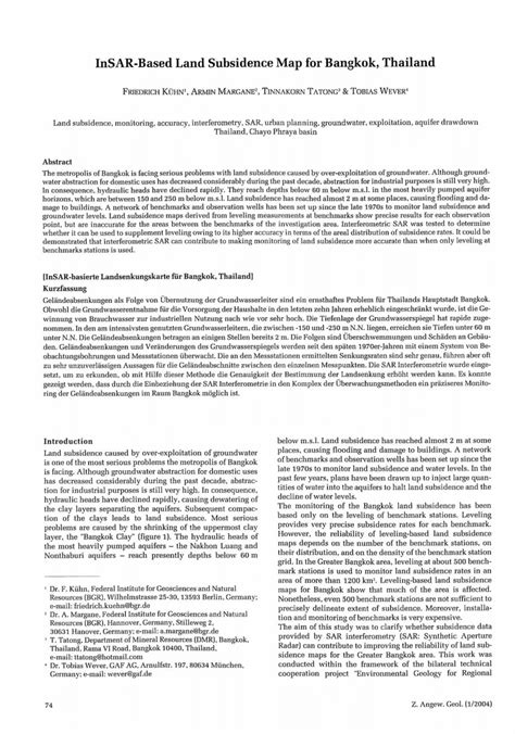 Pdf Insar Based Land Subsidence Map For Bangkok Thailand