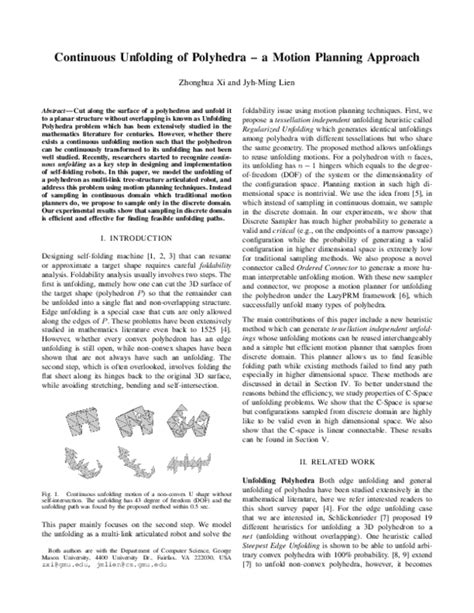 pdf continuous unfolding of polyhedra a motion planning approach