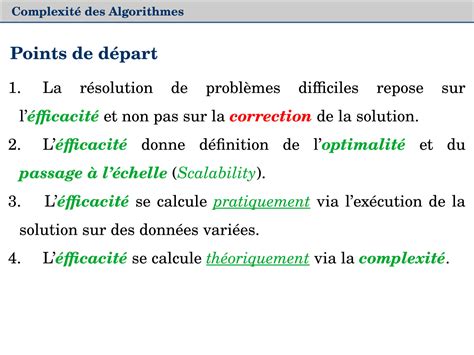 SOLUTION Algorithmique Complexit Cours Complexit Des Algorithmes