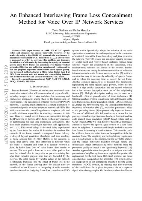 An Enhanced Interleaving Frame Loss Concealment Method For Voice Over