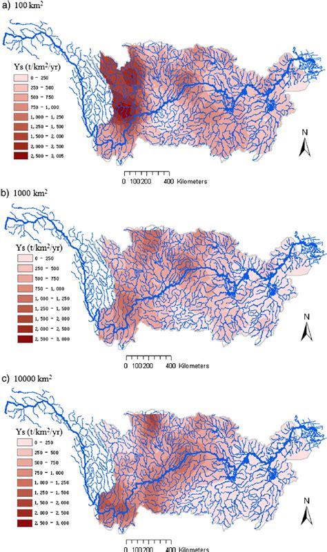 Scaled Sediment Yield Map A Reference Area Of Km B Download Scientific Diagram