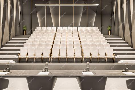 Premium Photo Luxury Concrete Lecture Hall Auditorium Interior With