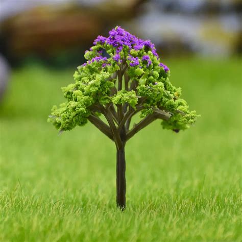 Miniature Model Tree 6cm Green Purple For Diorama