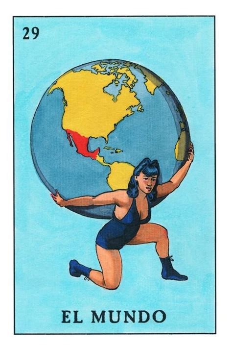 El Mundo The World Loteria Card Mexica Aztec Tarot Mexica Heart
