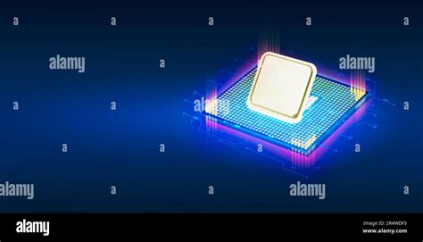 Ai Artificial Intelligence Concept Close Up Of Blank Microprocessor Glowing On Dark Background