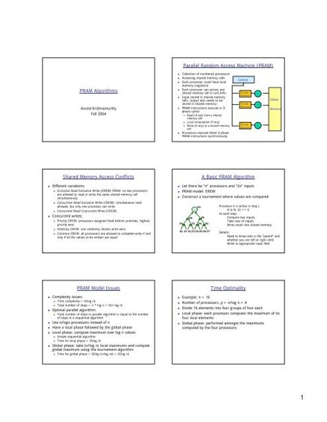 Pram Algorithms Parallel Random Access Machine Washington